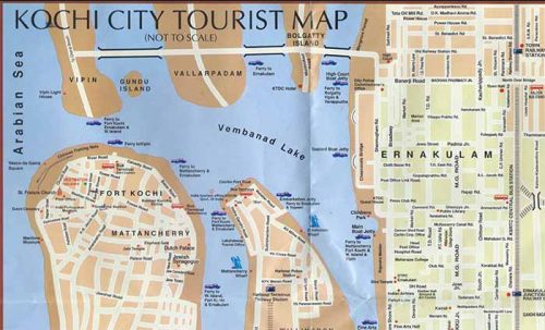 Fort Kochi & Kochi City Tourist Map - Getting in and out of the city